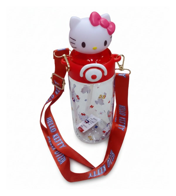 Hello Kitty Kids Water Bottle 650ml – BPA Free Straw Bottle with Shoul ...