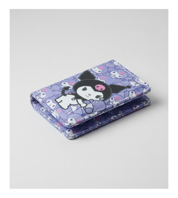 Kuromi Themed Tri-Fold Wallet for Kids – Purple Cute Cartoon Wallet ...