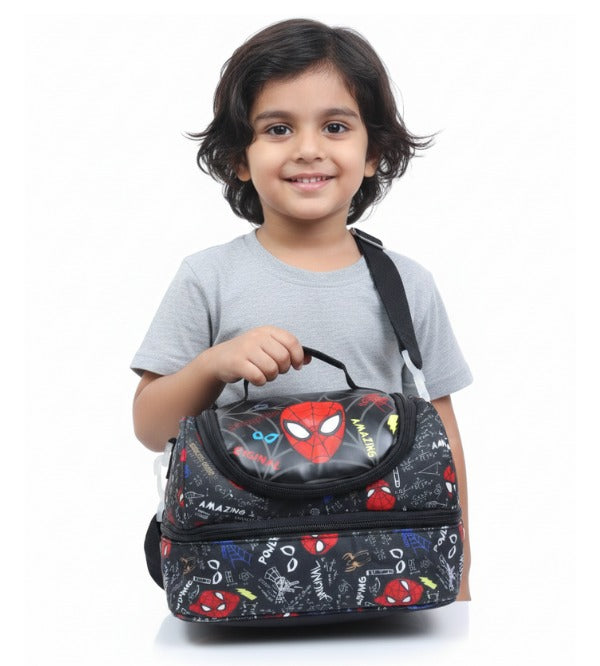 Marvel Spider Man Two Compartment Insulated Lunch Bag for Kids – Black ...