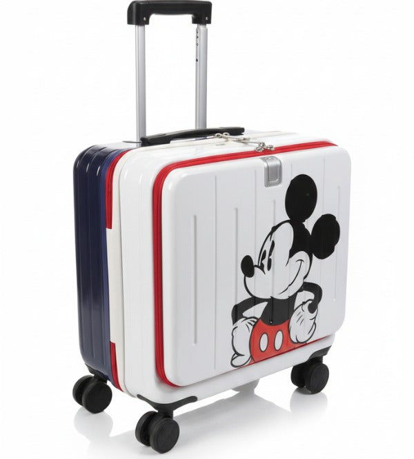 Mickey Mouse White Hard-Shell Carry-On Suitcase with USB Port & Cup Ho ...