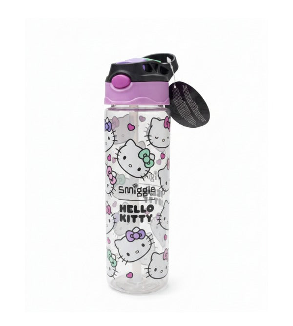 Hello Kitty Kids Water Bottle 680ml – White Push Button Straw Bottle ...