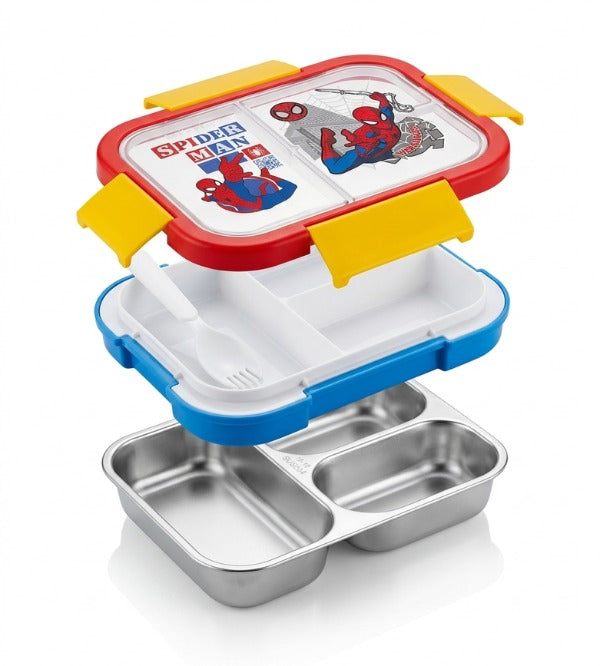 Spider Man themed Kids Stainless Steel Lunch Box – 3 Compartment Seale ...