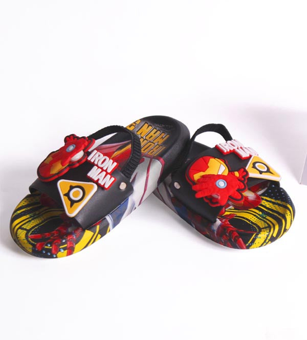 Iron Man Soft Summer Slippers With Elastic Backstrap for 1 to 3 Year B ...